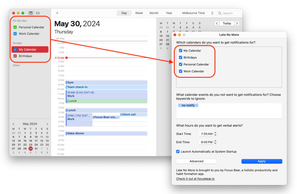 Configuring Late No More with your Calendar